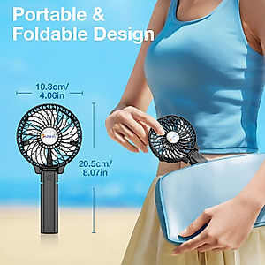 VersionTECH. Mini Handheld Fan, USB Desk Fan, Small Personal Portable Table Fan with USB Rechargeable Battery Operated Cooling Folding Electric Fan for Travel Office Room Household Black