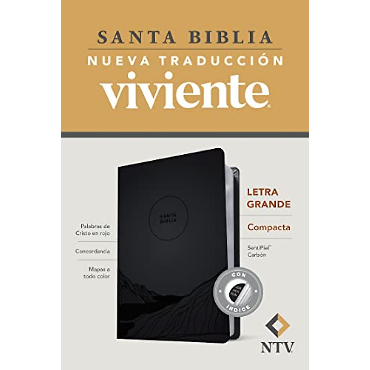 Santa Biblia NTV, Edición compacta, letra grande (SentiPiel, Carbón, Índice, Letra Roja) (Spanish Edition)
