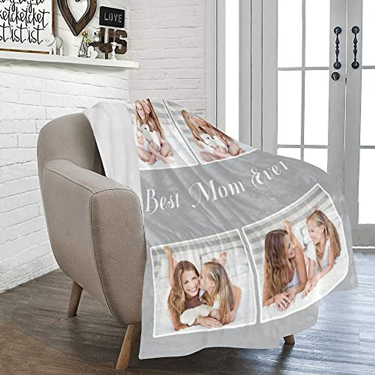 ADDARTS Mothers Day Blanket Personalized,Gift for Mom,Customized Photo Collage Mother Blankets,Picture Blanket for Mom Grandma