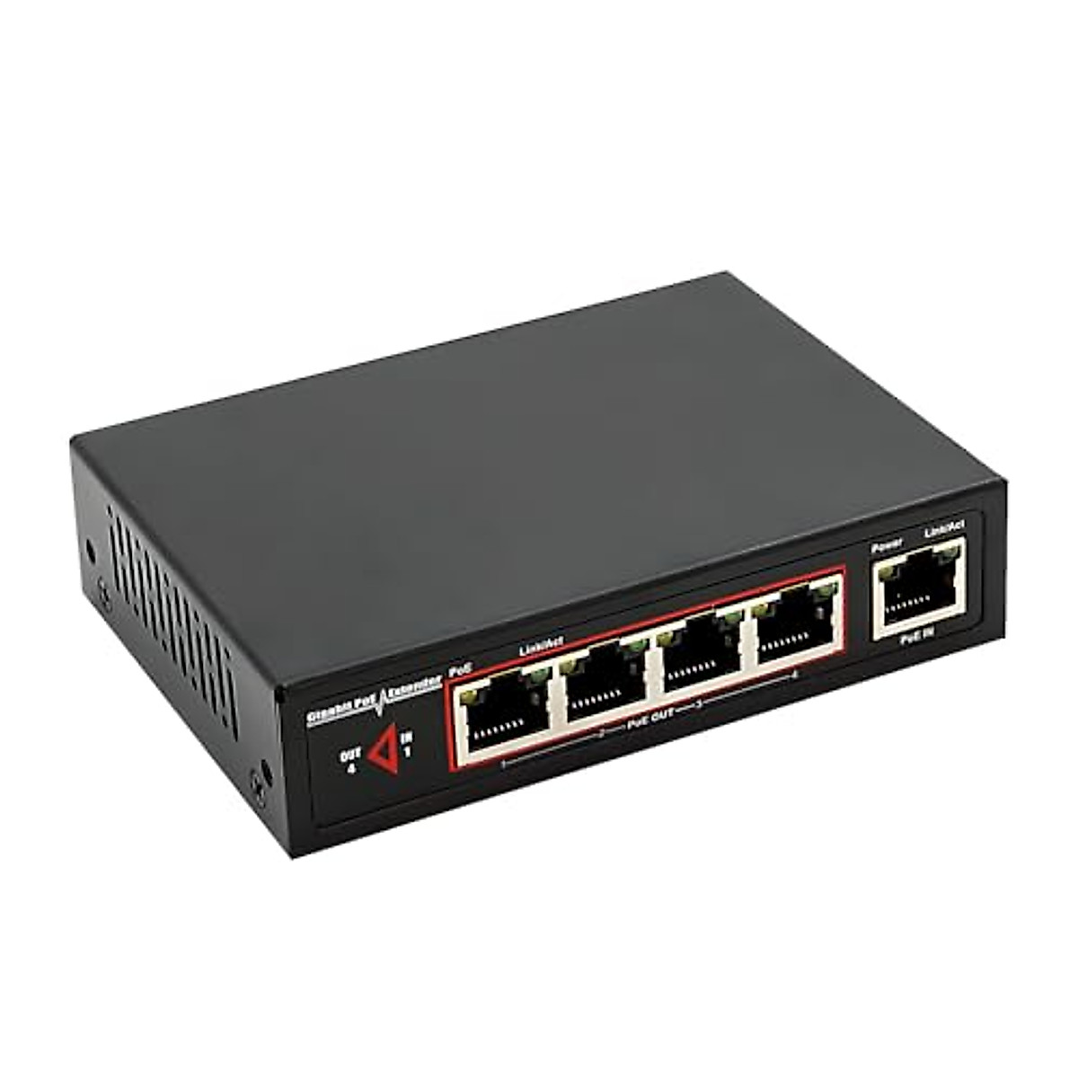 PoE Extender with Gigabit Speeds & Passthrough Switch, 48V 60W PoE+, 1 PoE++ in and 4 PoE Out, IEEE802.3af/at/bt, 6KV Surge Protection, No Power Needed