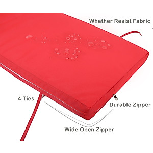 Sigmat Bench Cushion 36 in for Outdoor Furniture Water Resistant and Fade Resistant Patio Settee Long Cushion Black 36x14x2 Inch