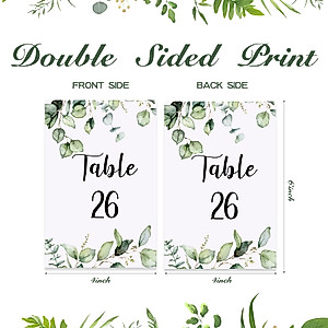 31 Pieces Wedding Table Numbers Cards 1-30 with Head Table Numbers Greenery Eucalyptus Table Cards Double Sided Party Table Numbers for Reception Baby Shower Anniversary Birthday Bridal Party