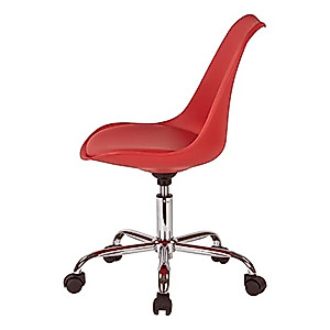 OSP Home Furnishings Emerson Student Armless Pneumatic Office Chair with Wheels, Red