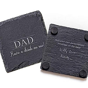 12 Pack 4 x 4 Inch Gorgeous Black Slate Stone Coasters Bulk Square Slate Stone Cup Coaster for Drink Bar Kitchen Home, Handmade Natural Rough Edge, Set of 12