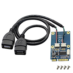 Mini PCI-E to Dual 5 Pin 2 Prots USB Adapter,Mini PCI Express to 5 Pin 2 Port Female USB2.0 Converter Card Expansion Card for USB Wireless Mouse Receiver,USB Bluetooth Adapter USB WiFi Adapter Etc.