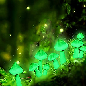 5 Pcs Luminous Mushroom Lights Miniature Garden Mushrooms Outdoor Decor Waterproof Glow in The Dark Mushroom Yard Decor for Outdoor Fairy Garden Micro Landscape Flower Pot Christmas Tree Decorations