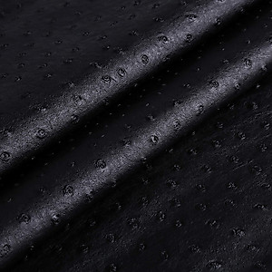 Black Faux Leather Ostrich Fabric 54" Width 1.0mm Thickness Marine Vinyl Upholstery Leather for Handcrafts, DIY, Tooling, Sewing, Hobby Workshops, Crafting Wallets(Pre-Cut 36"x54")