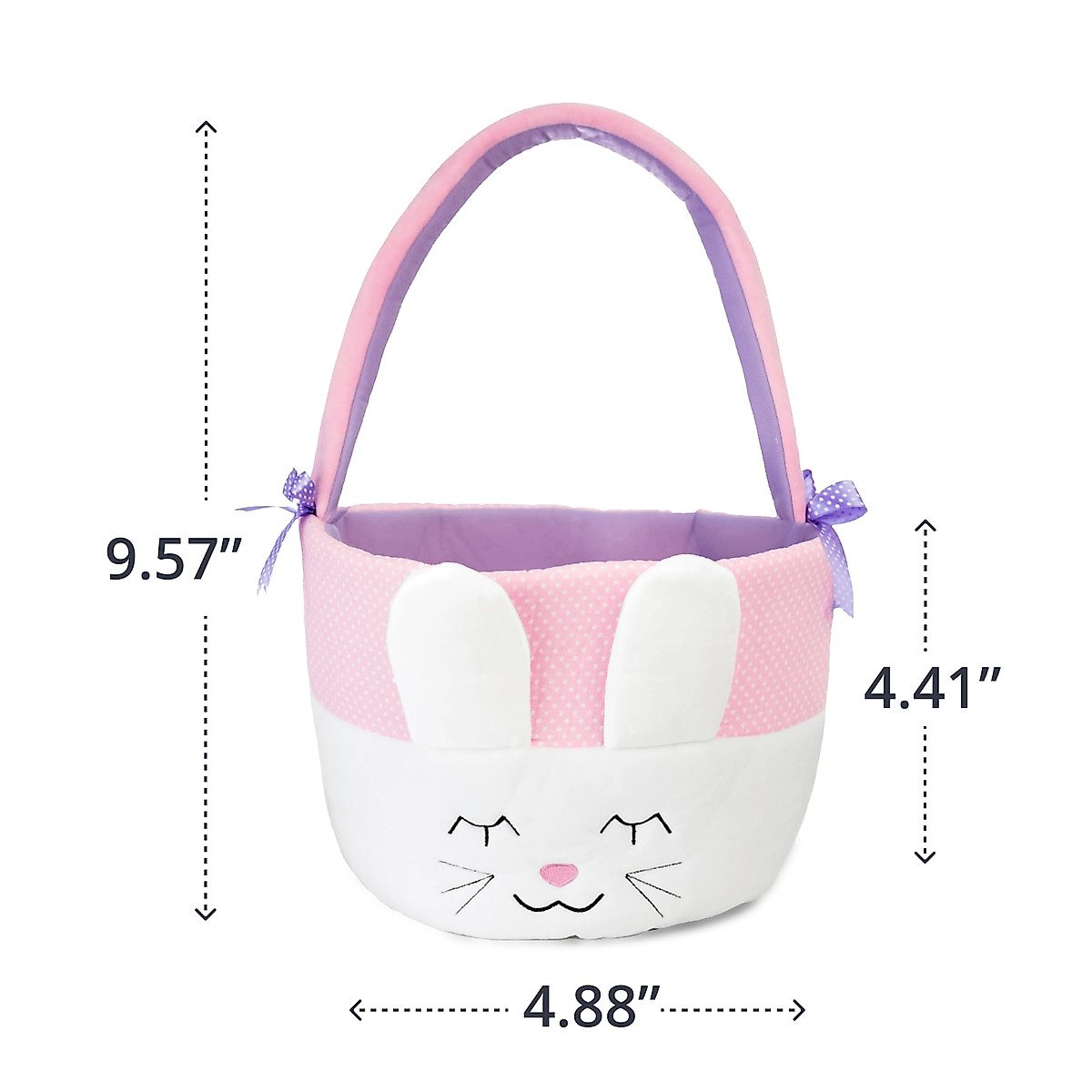 PLUSHIBLE BRIDGING MILES WITH SMILES Bunny Easter Basket with Handle - Ideal for Baby's 1st Easter, Toddlers, Boys, and Girls of All Ages, Perfect for Gifts and Treats