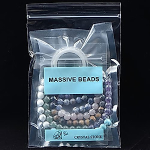 Massive Beads 140PCS 6MM Natural Crystal Beads Matte Mixed Stones Gemstone Round Loose Energy Healing Beads with Free Crystal Stretch Cord for Jewelry Making (Matte Mixed Stones, 6MM)