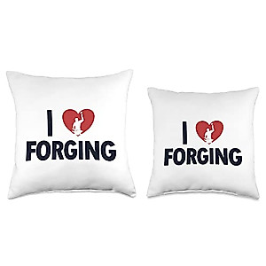Forging Equipment Starter Kit Gifts For Beginners I Love Anvil Hobby Legend Forging Blacksmith Throw Pillow, 16x16, Multicolor