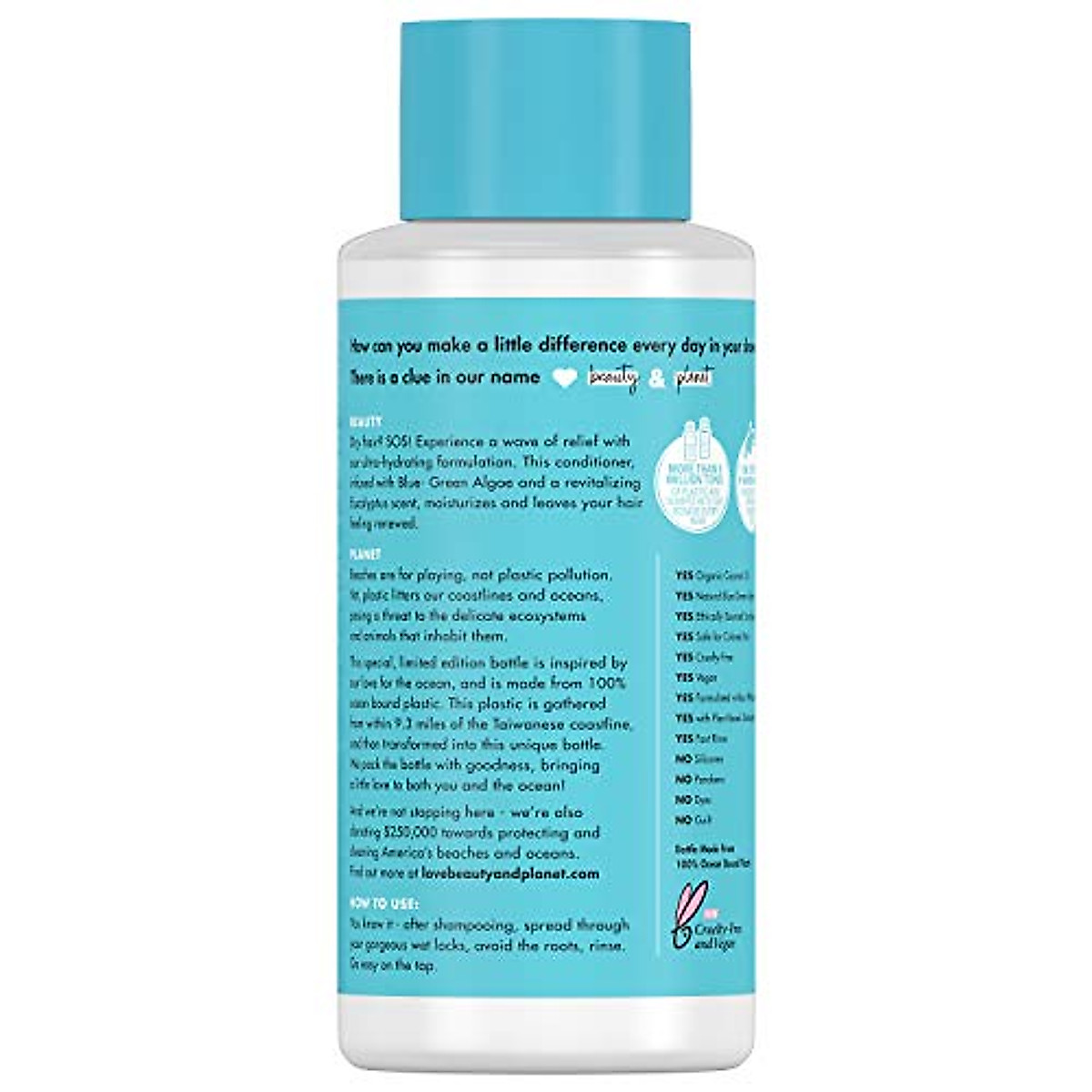 Love Beauty And Planet Marine Moisture Conditioner Clean Oceans Edition Blue-Green Algae & Eucalyptus Hydrating 13.5 oz