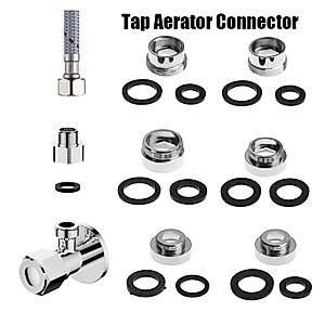 Rotate Swivel Faucet Aerator Connector Metal Outside Inside Thread Water Saving Adaptor Kitchen Faucet 16/18/20/22/24/28/mm to 22mm with Gasket for Bathroom Or Kitchen (C