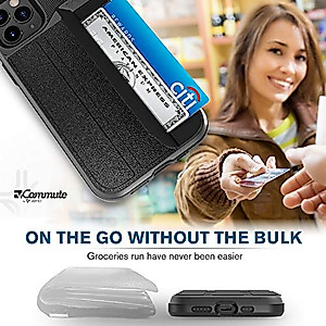 VENA vCommute Wallet Case Compatible with Apple iPhone 12 / iPhone 12 Pro (6.1"-inch), (Military Grade Drop Protection) Flip Leather Cover Card Slot Holder with Kickstand - Space Gray