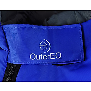 OuterEQ Compact Lightweight Mummy Sleeping Bag, Compression Sack Waterproof for Camping & Hiking & Backpacking (Blue/Grey Right)