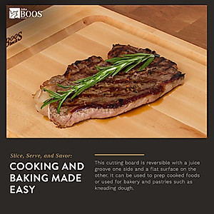 John Boos Block KNEB24S Maple Wood Countertop Reversible Edge Grain Cutting Board with Gravy Groove, 23.75 Inches x 23.75 Inches x 1.25 Inches