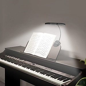 Vshinic Music Stand Light,Clip On Piano Lights 10 LED Orchestra Light,Fully Adjustable No Flicker for Piano,Book Reading, Mixing Table, DJ, Craft Work (Powered by AA Batteries, AC Adapter)