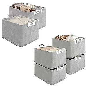 LoforHoney Home Bundle- Storage Bins with Metal Frames Light Gray Jumbo 2-Pack & 4-Pack