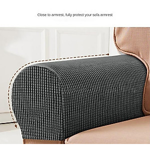 Yogsey 2 Pcs Stretch Couch Arm Covers Anti- Slip Armchair Cover Stretch Armrest Cover for Chairs Recliner Sofa Stretch Armrest Covers Furniture Protector Washable Armchair Slipcovers