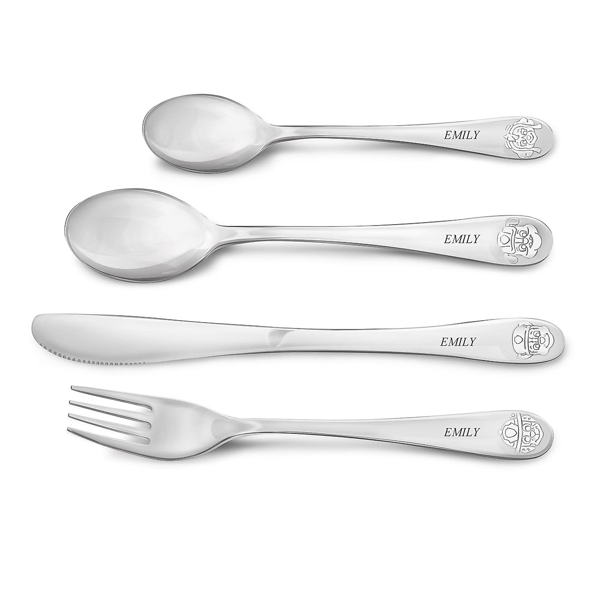 Maverton Kids Silverware in a Wooden Box – Personalized Paw Patrol Cutlery Set for her – Stainless Steel Engraved Utensil Set for Girls - Flatware for Birthday - BUNNIES