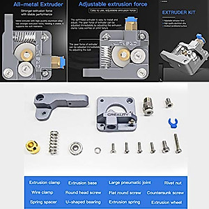 Creality Upgrade 3D Printer kit with Metal MK8 Gray Alloy Extruder + Capricorn Bowden PTFE Tubing(1M) + Bed-Level Spring 1.75mm Filament for Ender 3/3 Pro/CR-10 Series/10S/20/20 Pro Printers