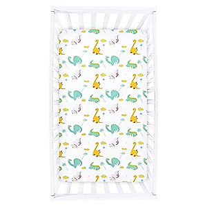 Dinosaur Crib Sheet for Boys Girls, Baby Crib Sheet Fit for Standard Crib and Toddler Mattress, Soft and Breathable Microfiber Crib Fitted Sheet for Unisex Baby