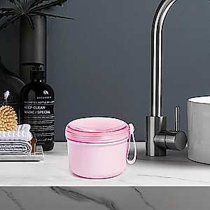 Denture Bath Case Cup Box Holder Storage Soak Container with Strainer Basket for Home or Travel Denture Cleaning (pink)