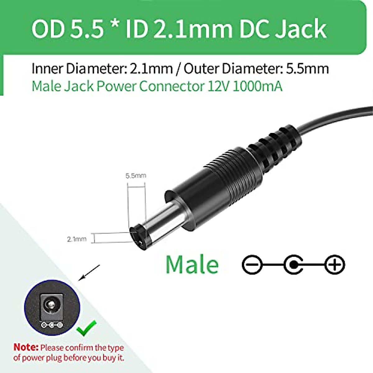 Security-01 AC 100-240V to DC 12V 1A 12W Power Supply Adapter Barrel Plug 5.5mm x 2.1mm for IP Camera IPC, UL Listed FCC