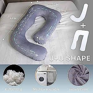 EKLO Pregnancy Pillows, U-Shape Full Body Pillow - Jumbo Size Grey - Pregnancy Pillows for Sleeping - Body Pillows for Adults, Maternity Pillow and Pregnancy Must Haves