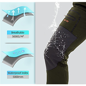BenBoy Men's Snow Ski Outdoor Waterproof Windproof Fleece Cargo Hiking Pants,AN-SF1602M-Army Green-2XL