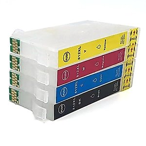 BJ-INK 802 812XL T802 T812XL Sublimation Ink Cartridges, Empty Refillable Ink Cartridges with Chip Compatible withWF-3820 WF-3825 WF-4830 WF-4835 WF-7840 WF-7820 EC-C7000 Printers (4PCS with Chip)