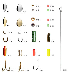 Dr.Fish 200PCs Lure Making Kit for Spinner Baits, Walleye Rig Pompano Rig Bottom Rig Surf Fishing Rig Fishing Terminal Tackles Rig Floats Weights Accessories Spinner Blades Treble Octopus Hooks