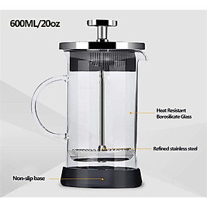 TONGSH French Coffee Press Espresso and Tea Maker Stainless Steel Plunger and Heat Resistant Glass