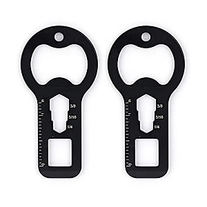 KITCHENDAO 4 in 1 Keychain Beer Bottle Opener, Anti-rust Titanium Coating, Durable Stainless Steel Gift for Father, Husband, Black 2 Pack