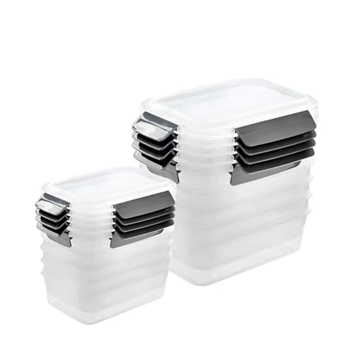 YORY 3/9 cup Plastic Food Storage Containers with Lids Nestable Freezer Dishwasher Safe Rectangle Meal Prep Container Set,10-Pack