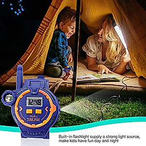 MEIMOS Rechargeable Walkie Talkie for Kids, Two-Way Radio Walky Talky with Flashlight Children Outdoor Game Interphone Toy Game and Gifts for Boy and Girl Age 4 to 12 (Blue+Pink), LZ060