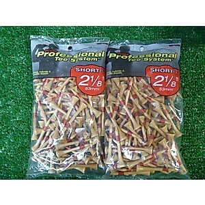 Pride Professional Golf System SHORTEE 2 1/8 Natural Golf TEES 2 Bags