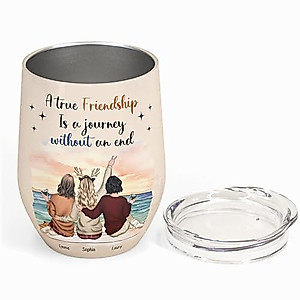 Macorner Personalized Wine Tumbler, A True Friendship Is A Journey Without An End, Gifts for Women Friendship, Best Friend Birthday Gifts, Bestie Gifts for Women Friend, Women Friend Gifts