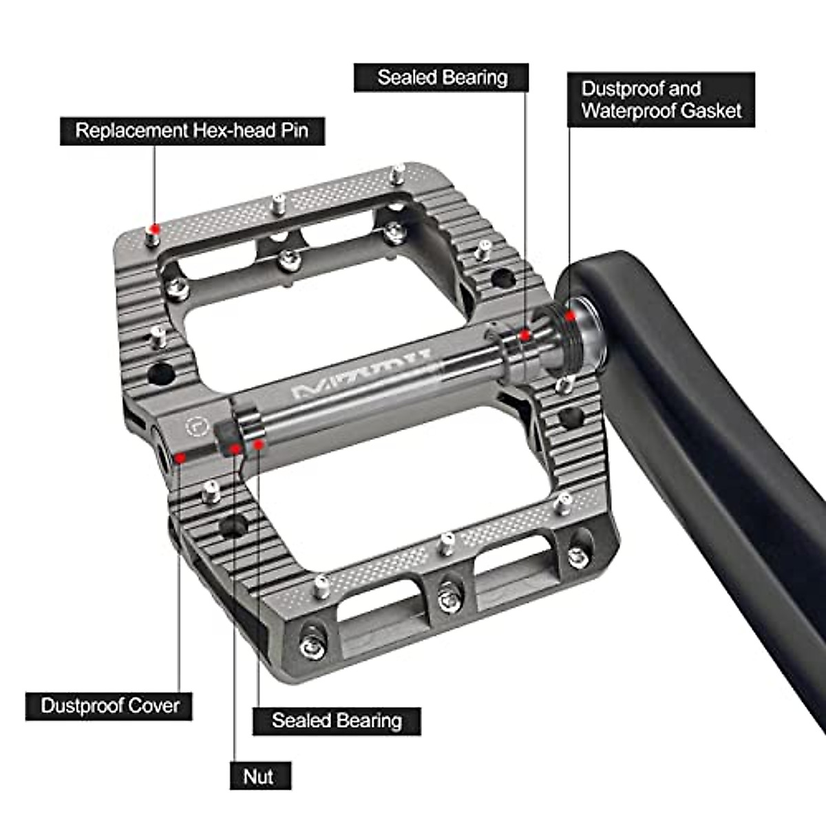 MZYRH Road/Mountain Bike Pedals MTB Pedals Bicycle Flat Pedals 3 Bearings 9/16” Aluminum Alloy Bicycle Platform Pedals for BMX MTB (TI)