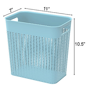 Elsjoy 3 Pack 3 Gallon Plastic Trash Can Slim Waste Basket, Large Garbage Can Cute Trash Bin with Handles, Hollow-Out Rubbish Bin for Bathroom, Kitchen, Office, Dorm, 3 Colors
