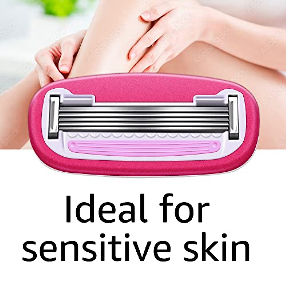 Amazon Basics 5 Blade FITS Razor for Women, Fits Amazon Basics and Venus Handles, Includes 1 FITS System Handle, 2 Cartridges & 1 Shower Hanger, Pink
