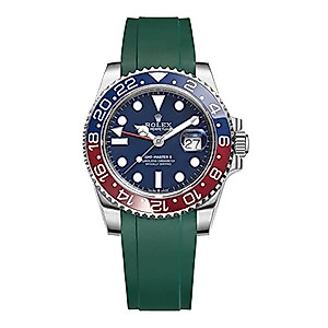 Crafter Blue RX01 Curved End Watch Band Rubber Strap Replacement for ROLEX SUBMARINER CERAMIC REF.116610, Green