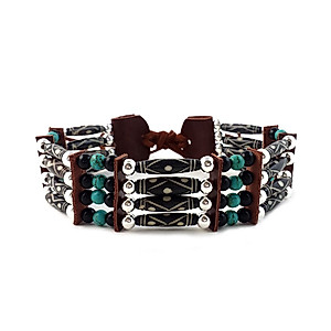 Local Bead Shop Handmade Traditional 4 Line Carved Buffalo Bone Hairpipe Tribal Choker Necklace