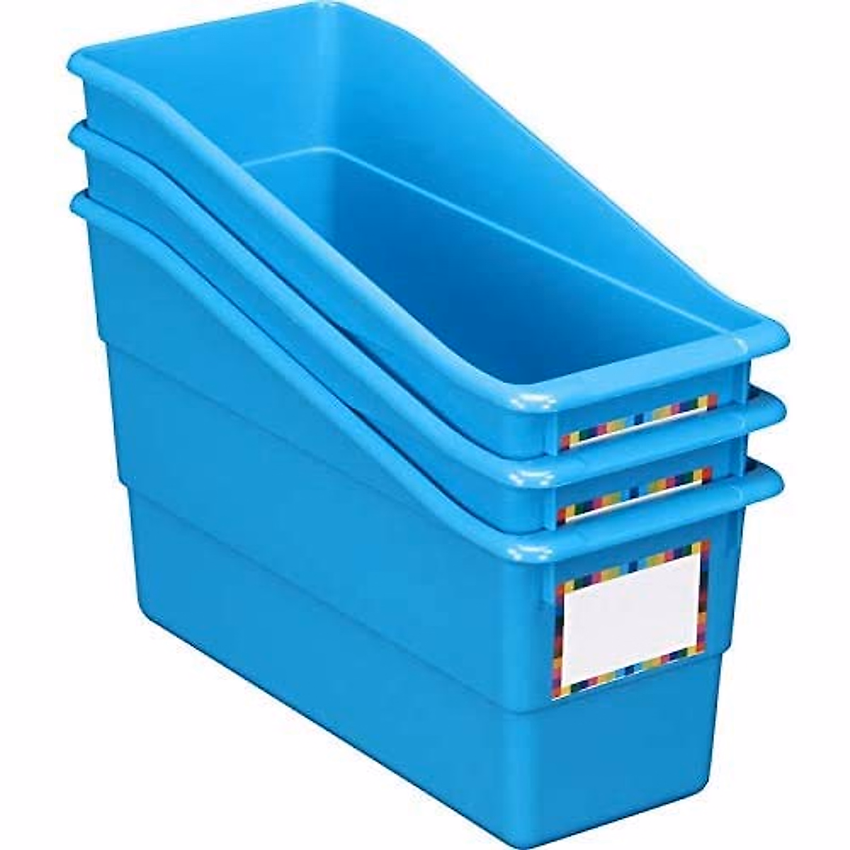 Really Good Stuff-164304 Riverside Name Labels Durable Book and Binder Holders, 5¼" by 12½" by 7½" (Set of 12) - Ideal for Narrow or Vertical Storage Needs Like Magazines, Books, Folders - Color-Code