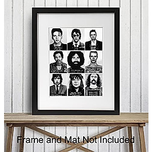 Musician Mugshot Bowie, Elvis, Johnny Cash, Jerry Garcia, Jimi Hendrix, Mick Jagger, Frank Sinatra, David Crosby, Janice Joplin Photo Wall Art - 8x10 Poster Print - Gift For Music Fans - Home Decor