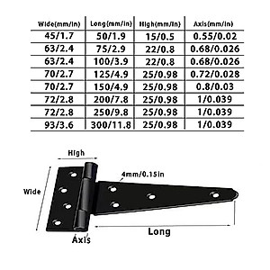 Heavy Duty T Hinge Tee Hinge T Strap Hinge Shed Hinge Gate Hinge Barn Hinge Fence Hinge Door Hinge Wrought Rustproof All Size Black