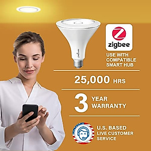 Sengled Smart Outdoor Flood Light Bulb, Zigbee Hub Required, PAR38 Alexa Bulb work with SmartThings/Echo Show, Motion Sensor & Dusk to Dawn LED Security Light E26 Base 3000K Soft white, 1200LM, 2 Pack