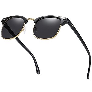 aisswzber Retro Semi Rimless Sunglasses Half Frame UV400 Glasses 3016s-blacknew