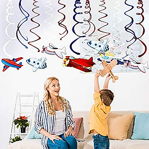 CC HOME 30Pack Airplane Hanging Swirls Fly Flight Ceiling Streamer Birthday Party Decorations Airplane Themed Party Favors for Holiday Baby Shower Home Decoration Party Supplies