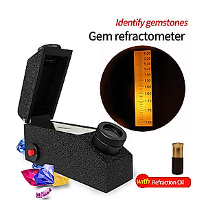 Refractometer Gem Refractometer，with Refraction Oil Jewelry Identification Instrument Distinguish Tools Jade Stone Refractive Index Easy to Focus and Calibrate