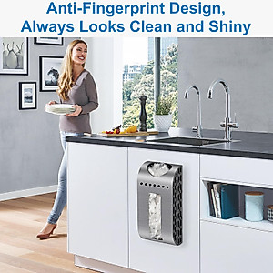 LEWONO Grocery Bag Holder Wall Mount Plastic Bag Dispenser Space Saving Brushed Silver Garbage Bag Holder for Cabinet, Cupboard, Pantry, Anti-Fingerprints Design